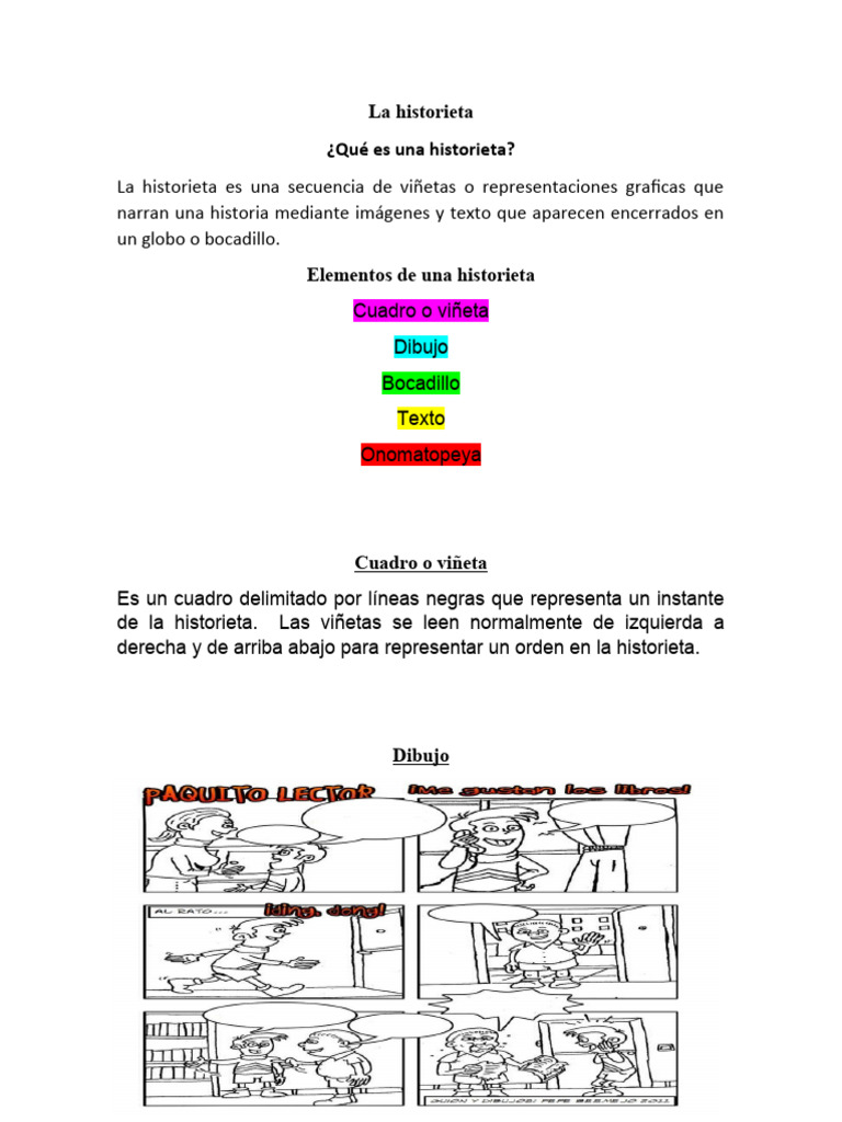 Elementos de una Historieta | PDF | Cómics | Escritura