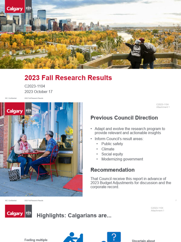 2023 Fall Calgary Municipal Benchmark Survey | PDF | Affordable Housing ...