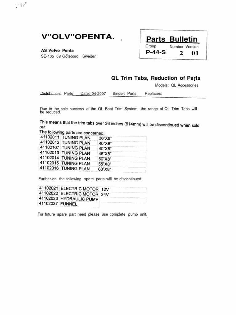 238 PB P-44-5 N2 V01 QL Trim Tabs Reduction of Parts | PDF