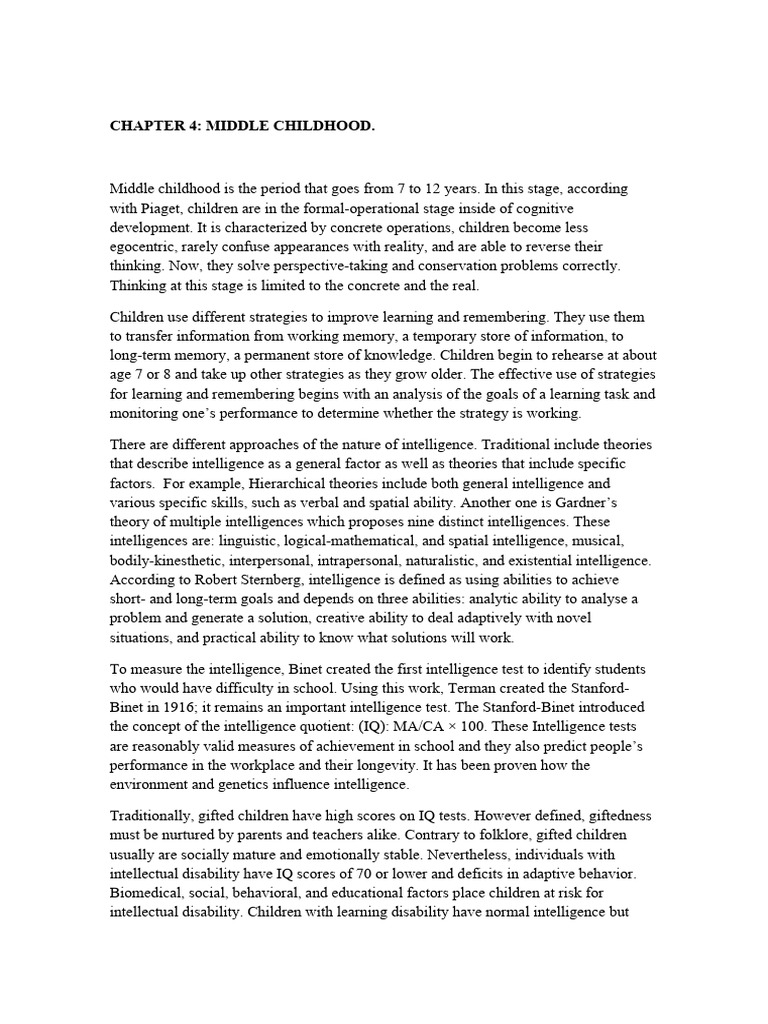 Understanding Middle Childhood Development | PDF | Intellectual ...