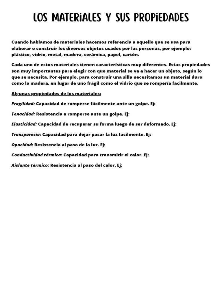 Los Materiales y Sus Propiedades | PDF