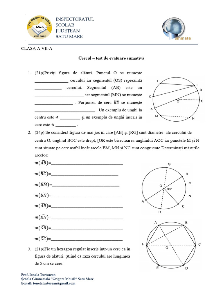 Cercul Test Sumativ | PDF