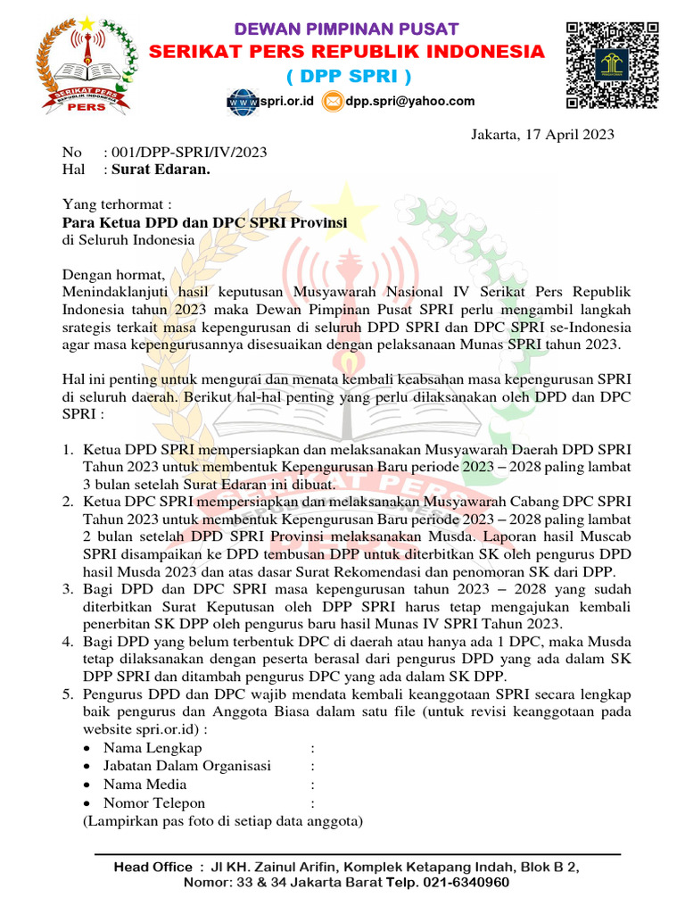17 April 2023 Surat Edaran | PDF