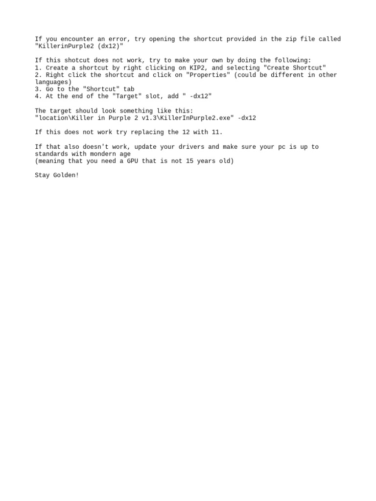 Fixing Killer in Purple 2 Errors | PDF