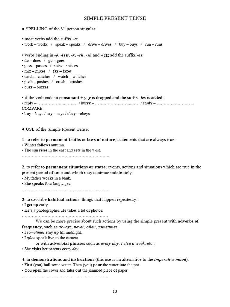 Present Simple | PDF | Grammatical Tense | Linguistics