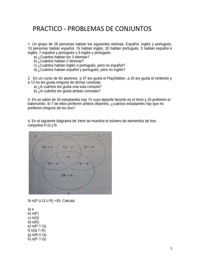 Problemas de Conjuntos - Practico | PDF