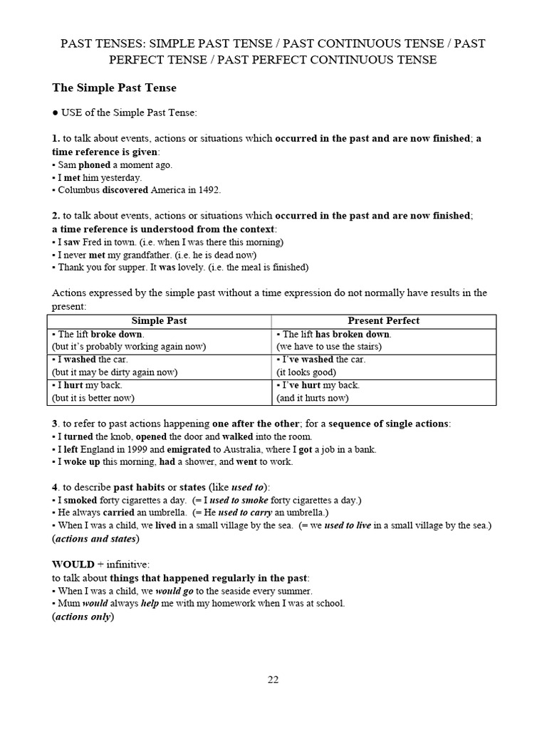 Past Tenses | PDF