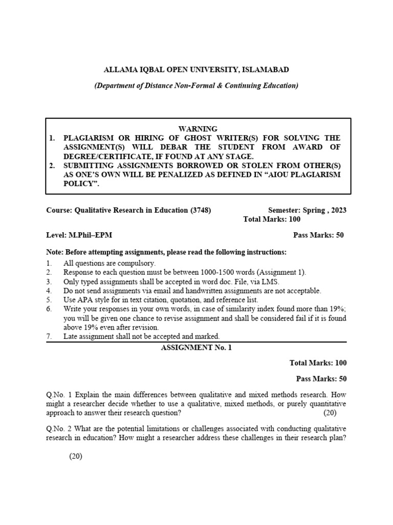 Qualitative Research Assignment Guide | PDF | Qualitative Research | Data