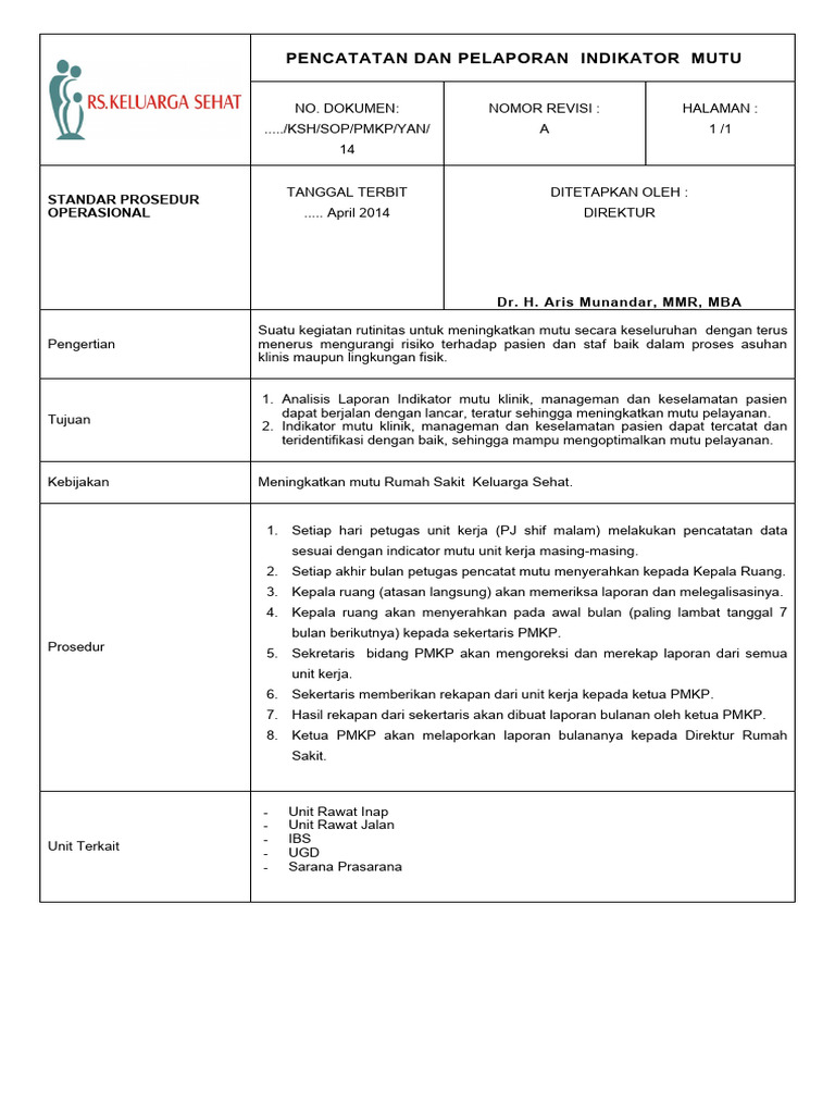 Prosedur Pencatatan Indikator Mutu Rumah Sakit | PDF