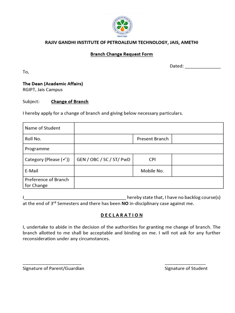 Branch Change Request Form - 170418 | PDF | Government | Justice