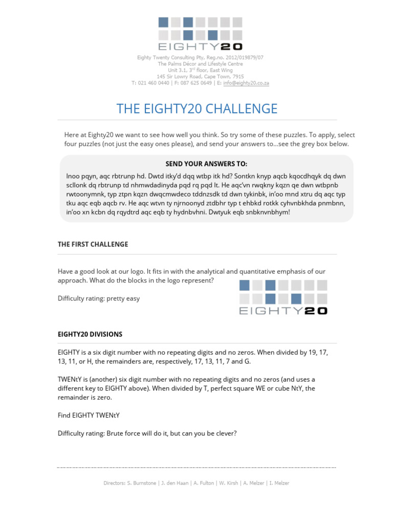Eighty20 Challenge Updated | PDF