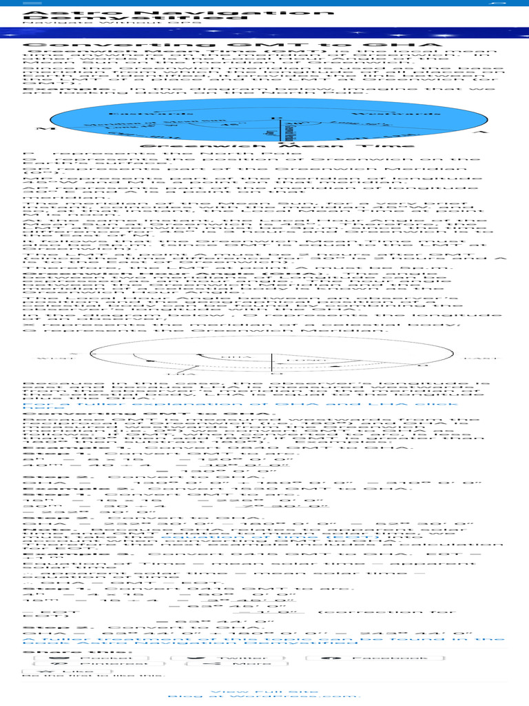 Converting GMT To GHA Astro Navigation Demystified | PDF Converting GMT To GHA Astro Navigation Demystified | PDF