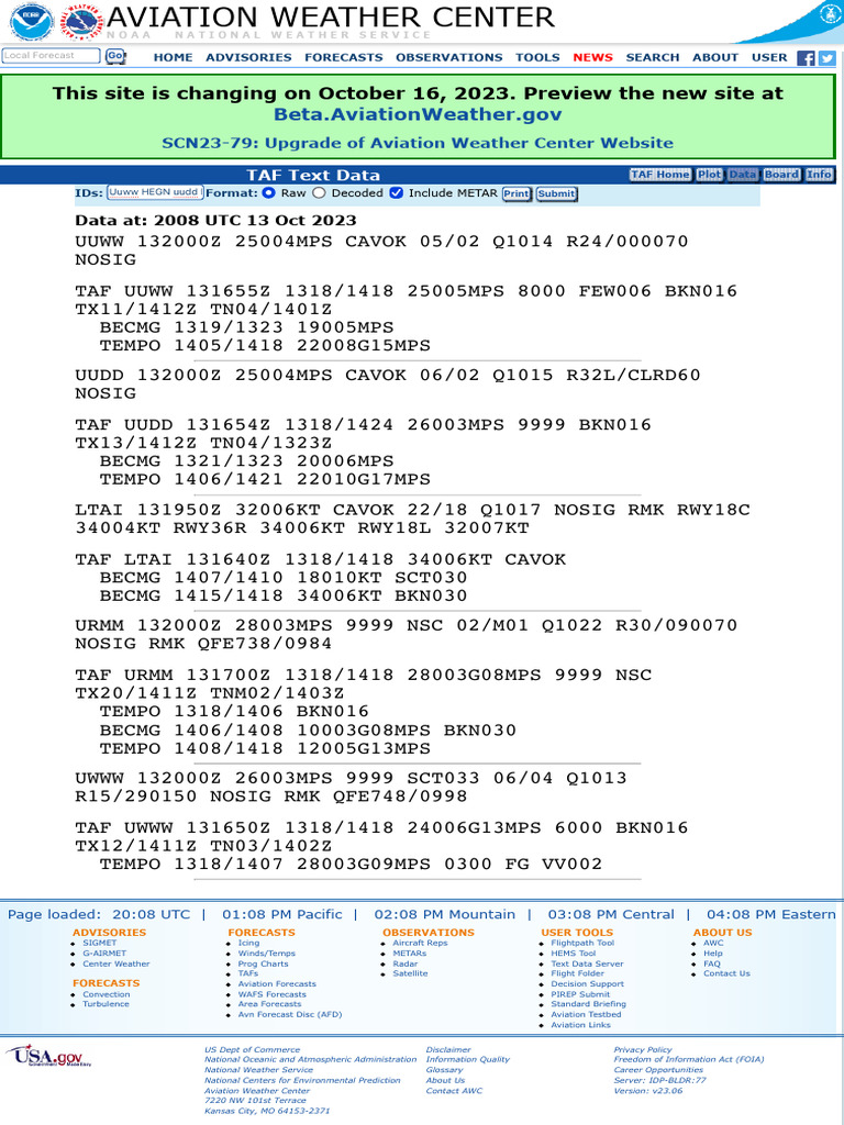 Aviation Weather Center TAF Overview | PDF | Weather Forecasting ...