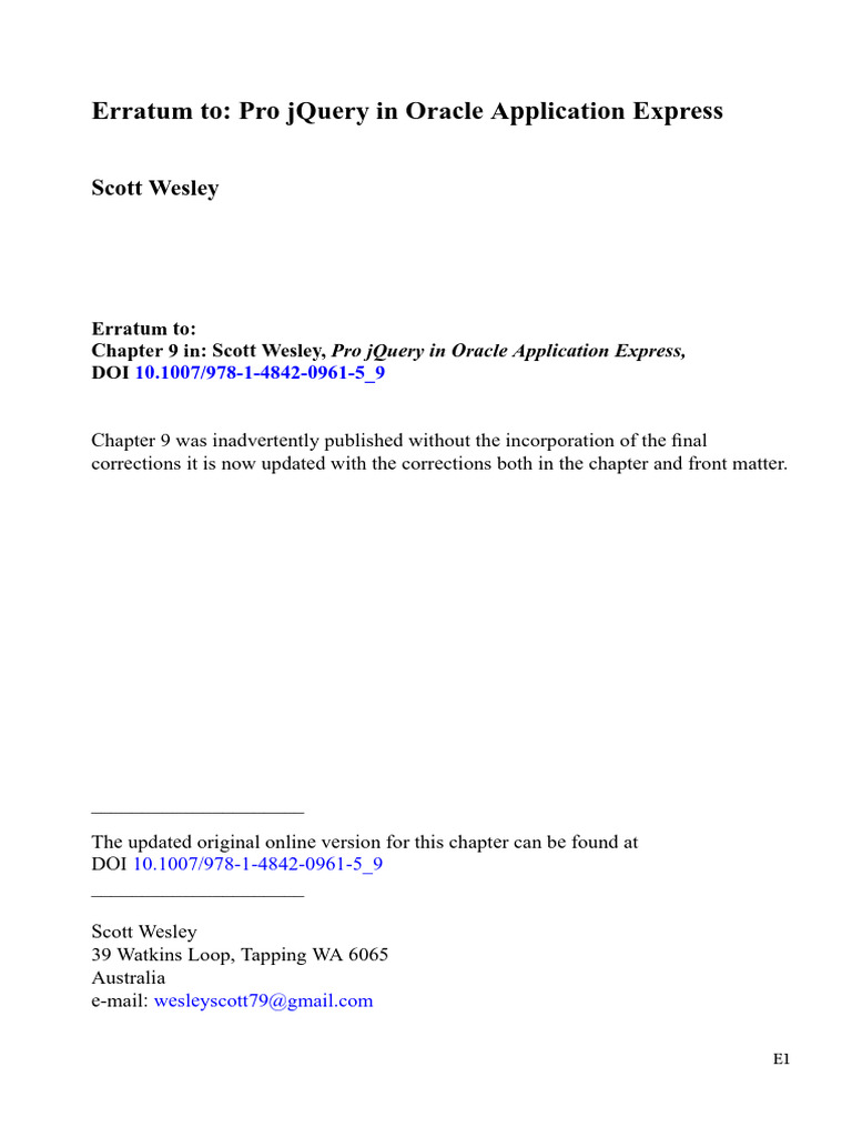 Erratum To: Pro Jquery in Oracle Application Express: Scott Wesley | PDF