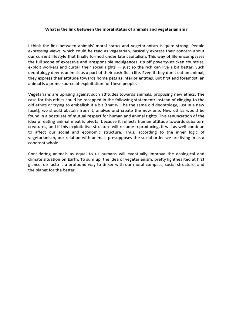 What Is The Link Between The Moral Status of Animals and Vegetarianism ...