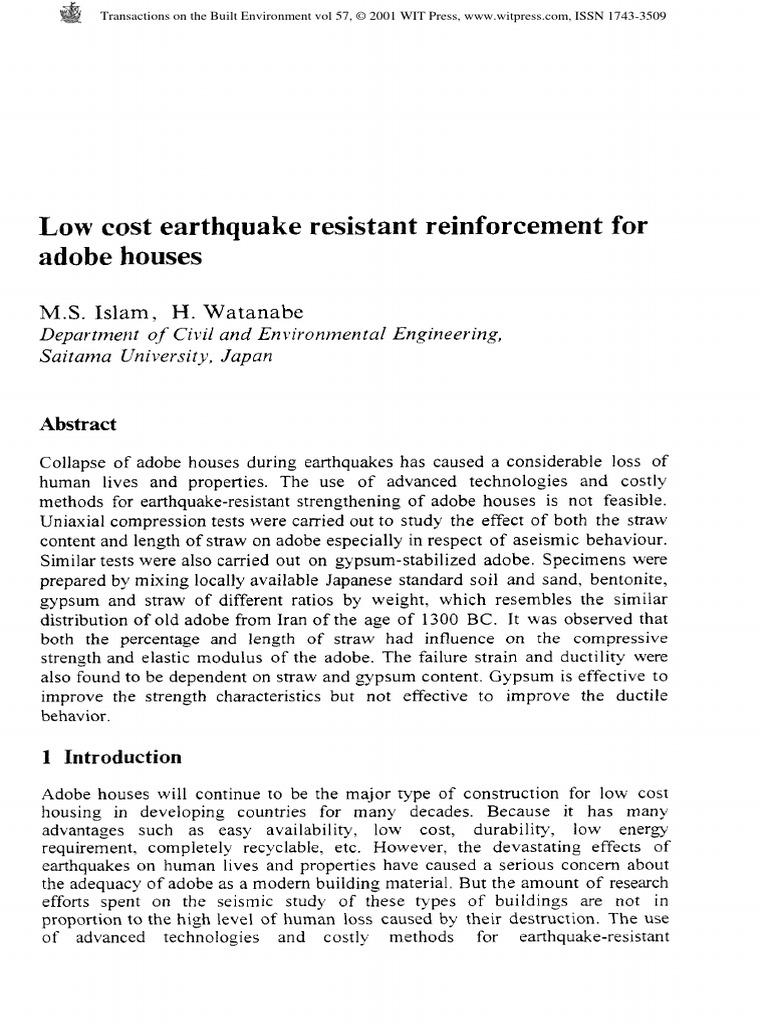 Low Cost Earthquake Resistant Reinforcement For | PDF