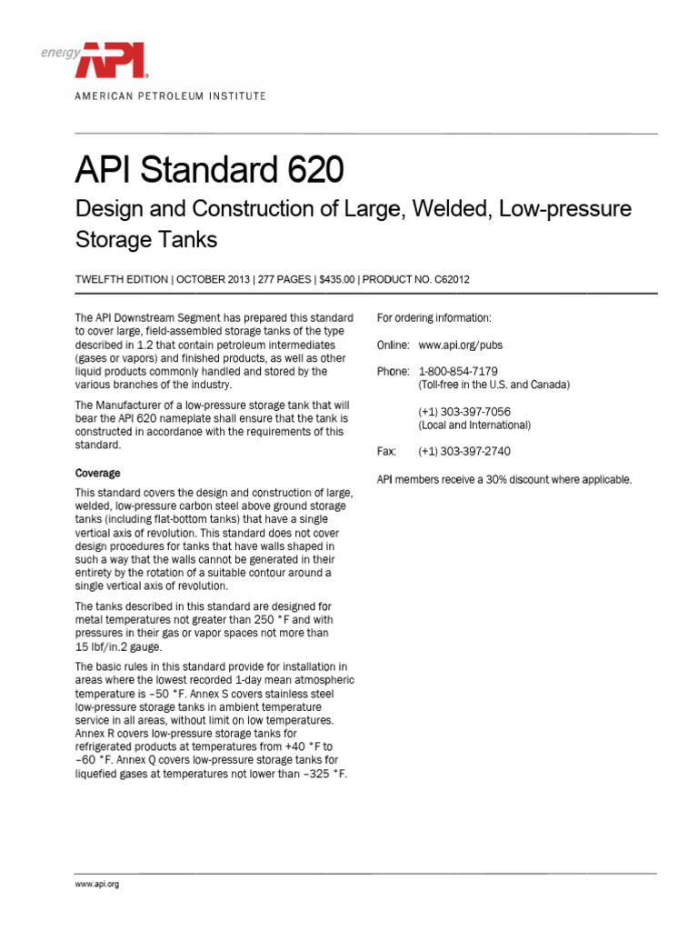 API Standart 620 | PDF | Elasticity (Physics) | Pipe (Fluid Conveyance)