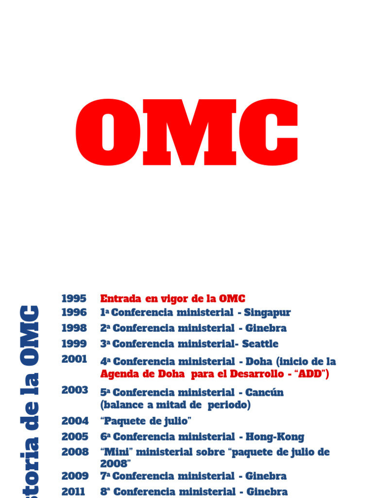 OMC | PDF | Organización de Comercio Mundial | Acuerdo General sobre Aranceles Aduaneros y Comercio