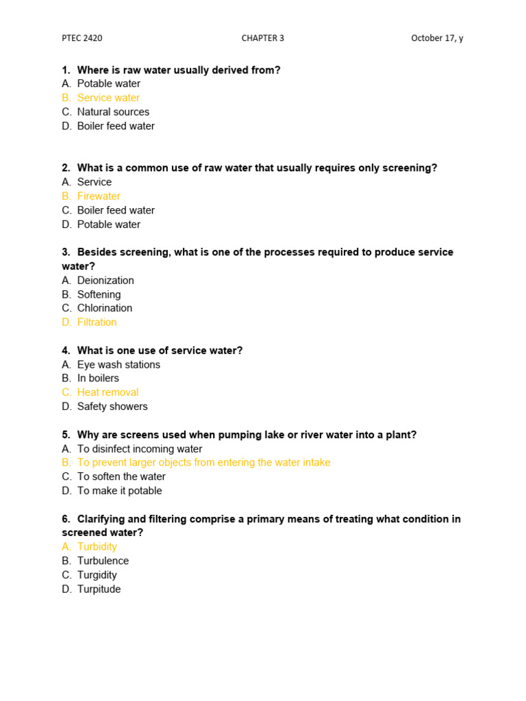 Chapter 2-Student Homework | PDF | Water | Filtration