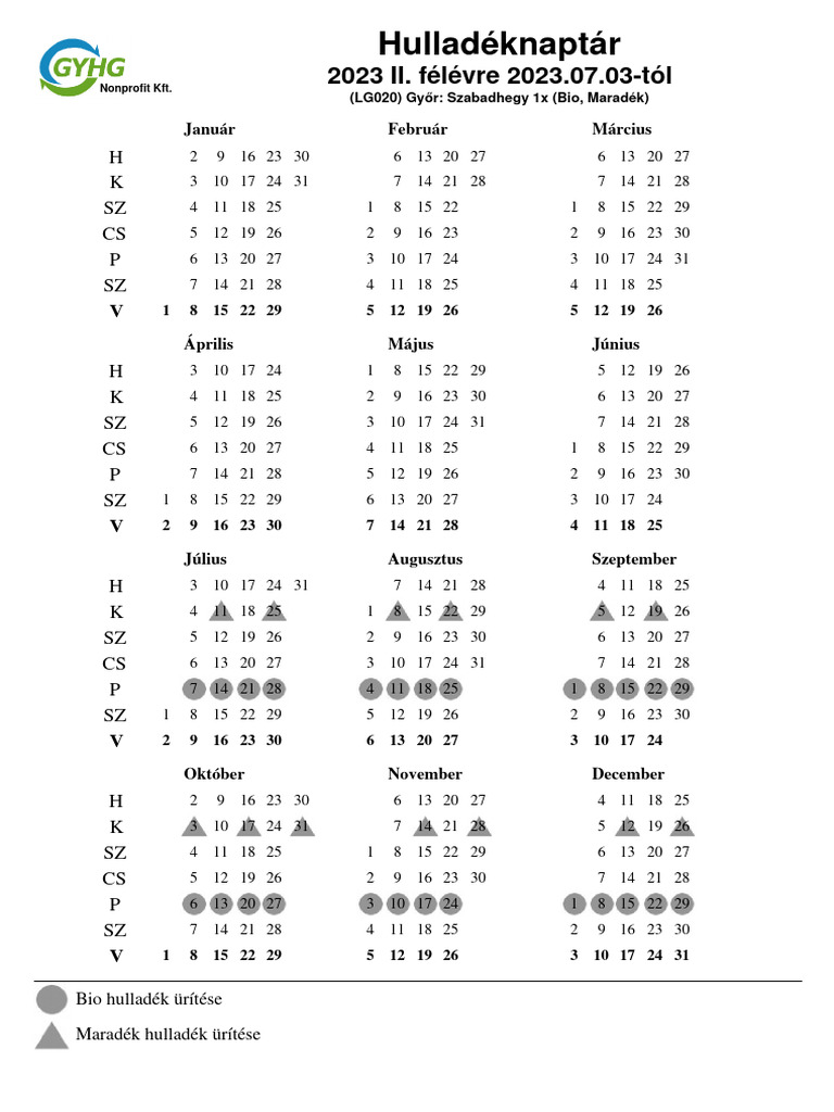 LG020 Hulladéknaptár | PDF