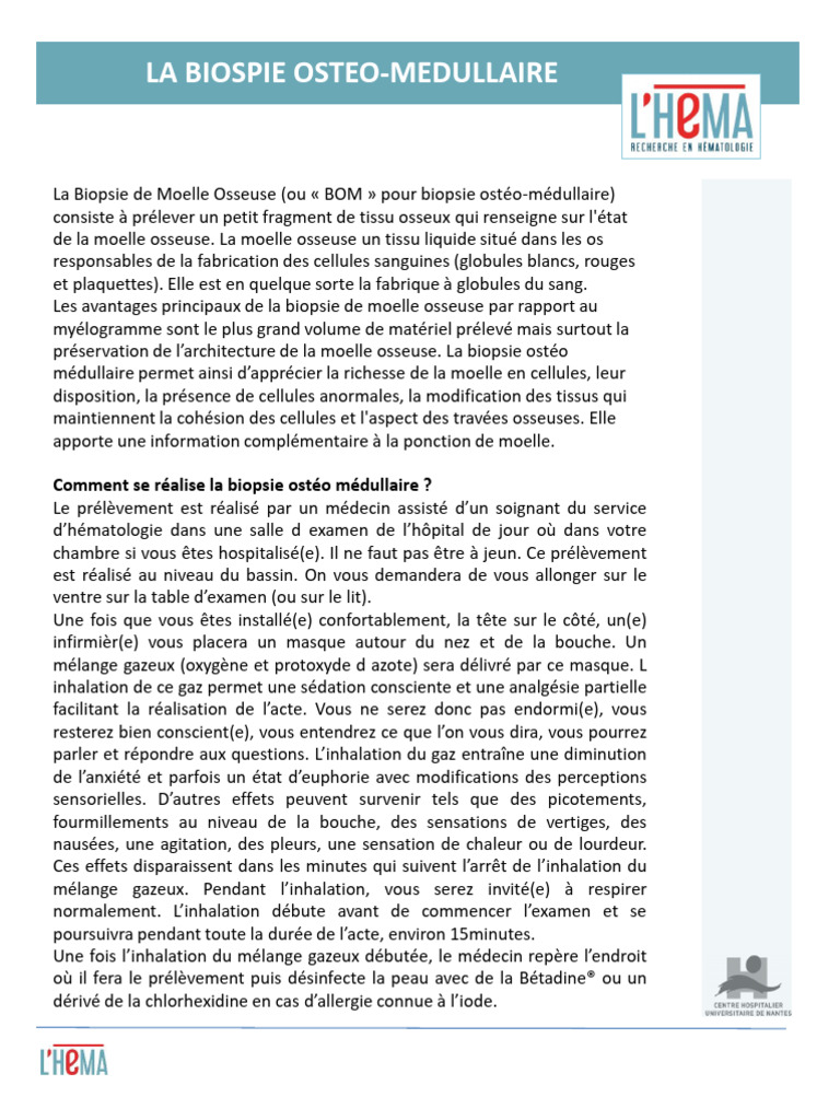 Gestes Medicaux Biopsie Osteo-Medullaire | PDF | Moelle osseuse | Biopsie