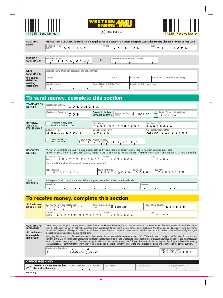 Transfer Wester Union | PDF | Wire Transfer | Western Union