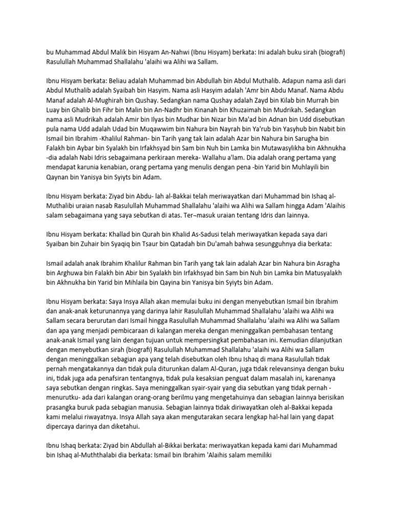 Abu Muhammad Abdul Malik Bin Hisyam An | PDF