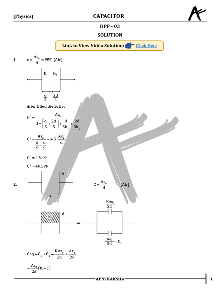 DPP - 03 (Video Solution) - Capacitor | PDF DPP - 03 (Video Solution) - Capacitor | PDF