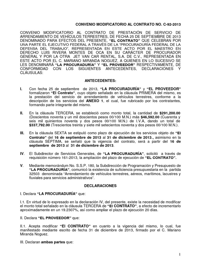 Modelo de Convenio Modificatorio | PDF