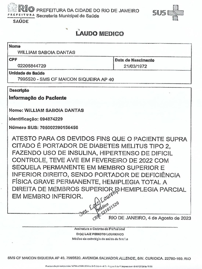 Laudo Medico Assinado | PDF