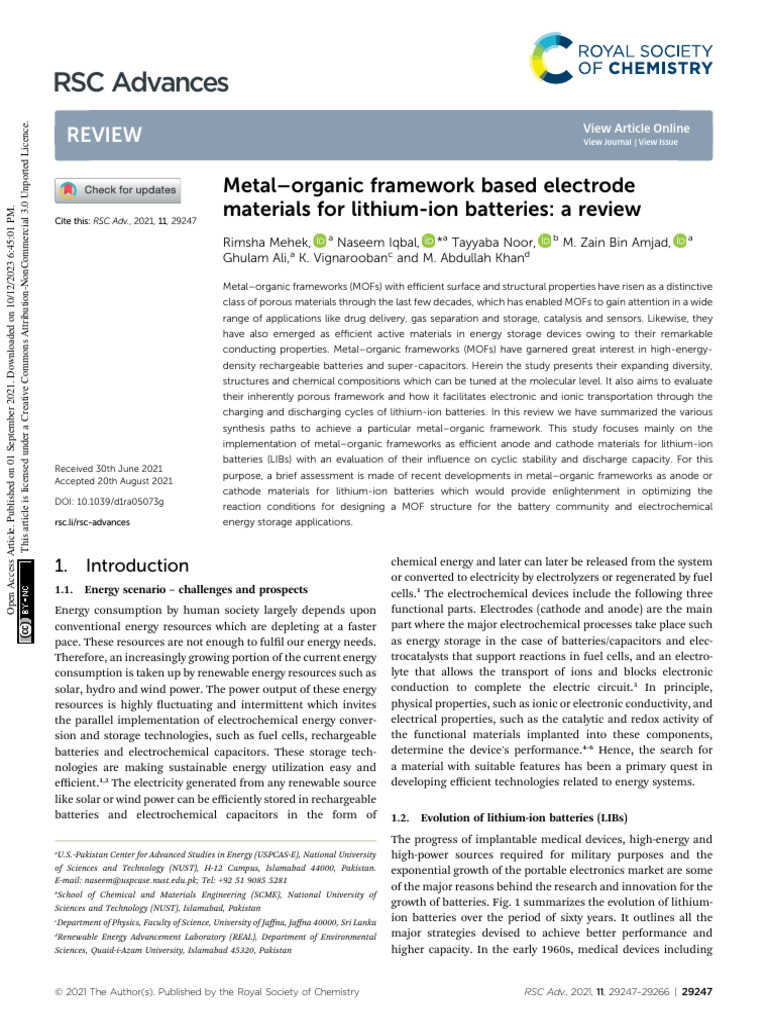 RSC Advances: Review | PDF