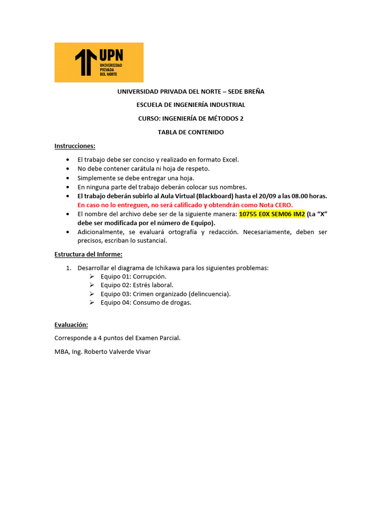 Instrucciones De Trabajo