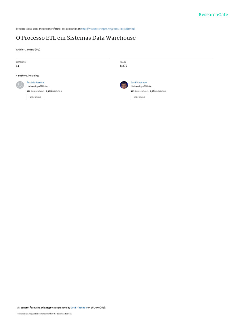 O Processo ETL Em Sistemas Data Warehouse | PDF