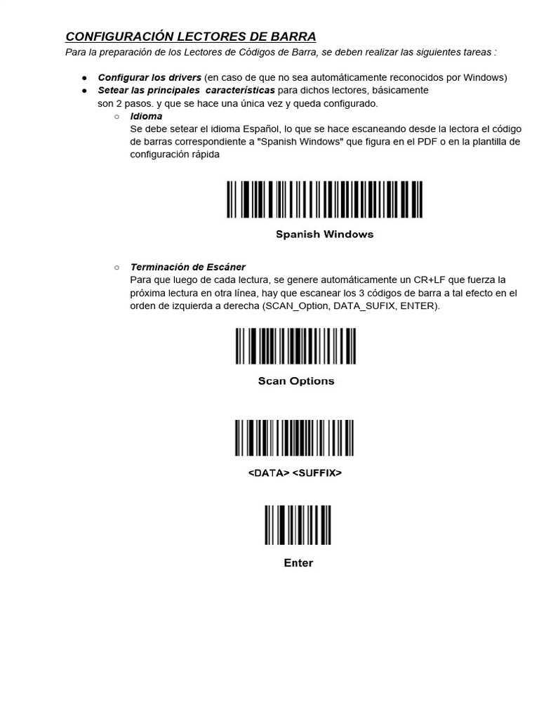 Configuración de Lectores de Código de Barras | PDF