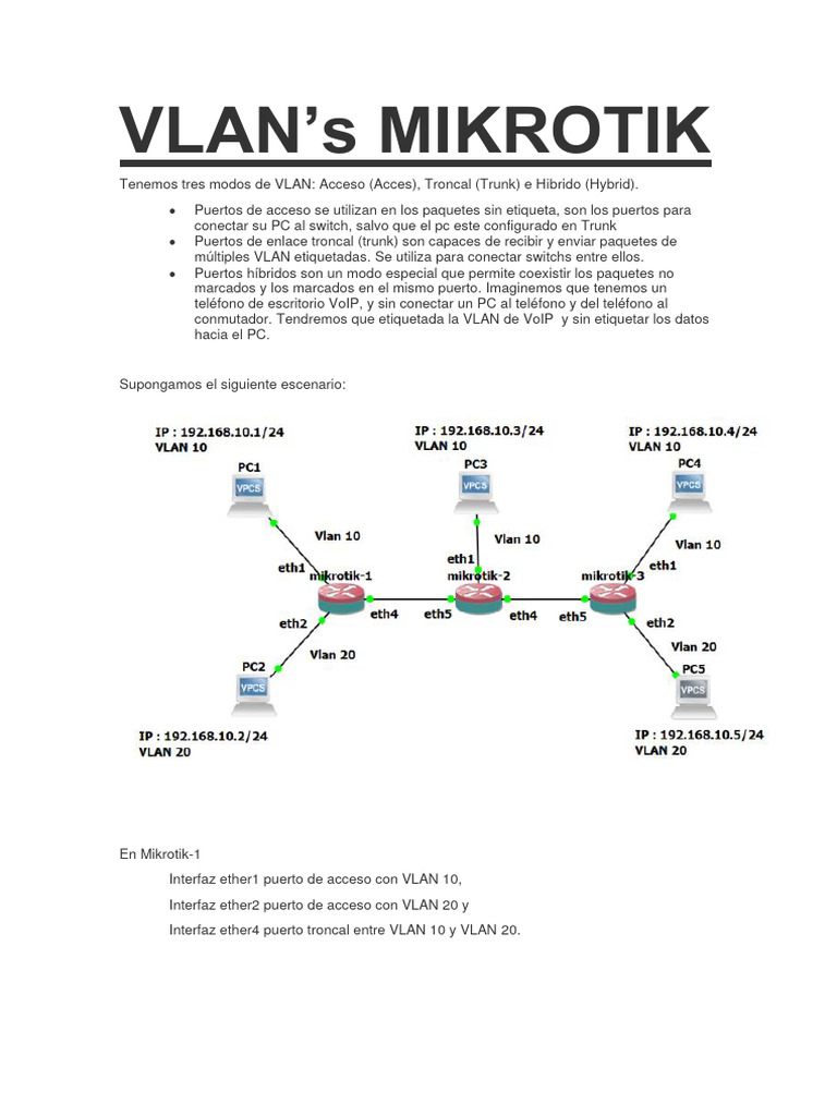 Pract Mikrotik VLANS | PDF | Red de arquitectura | Arquitectura de Computadores