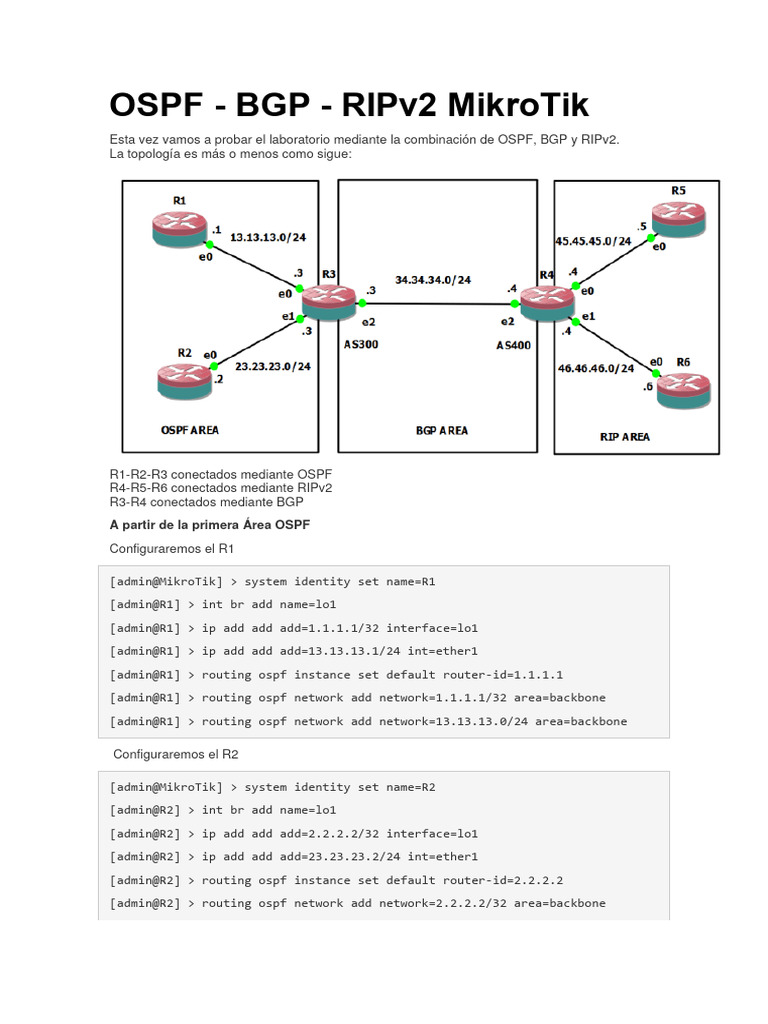 Pract RIP, OSPF, BGP Mikrotik | PDF | Routing | Computer Science Pract RIP, OSPF, BGP Mikrotik | PDF | Routing | Computer Science