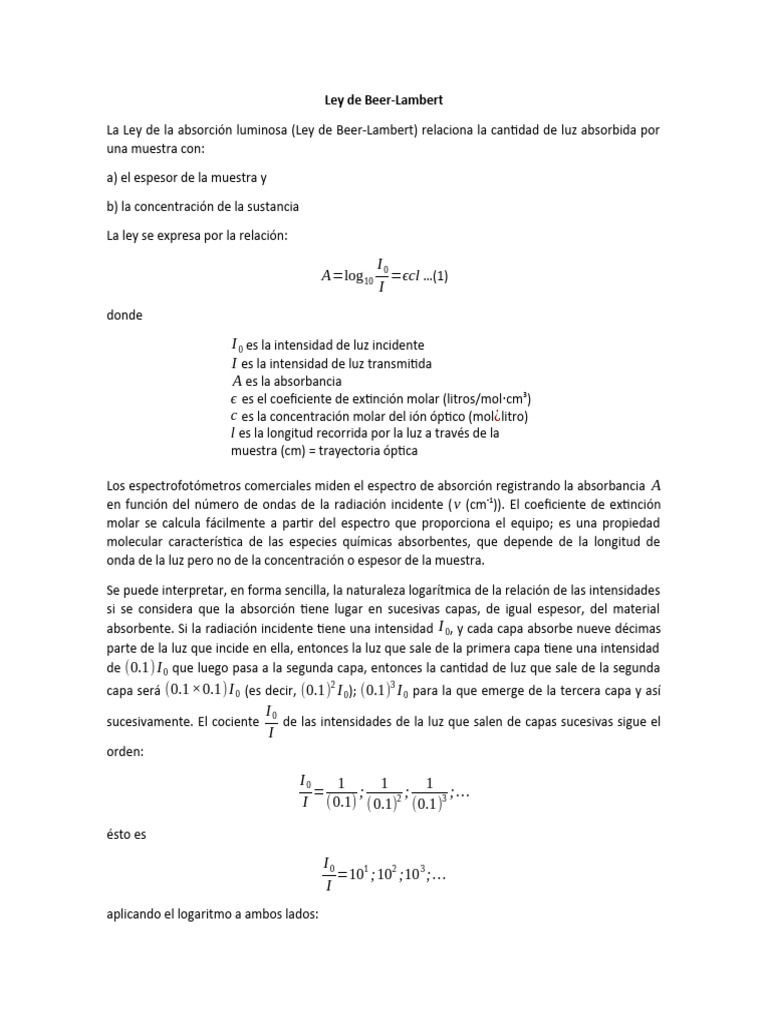 Ley de Beer-Lambert | PDF