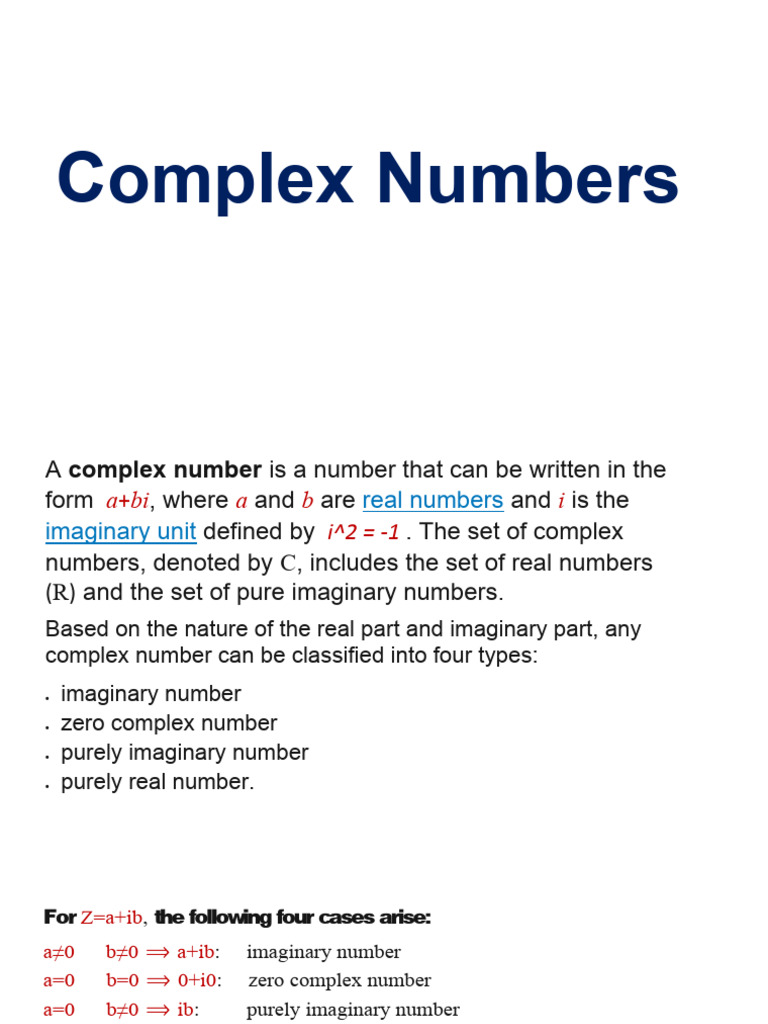Complex Number Lecture 1 | PDF