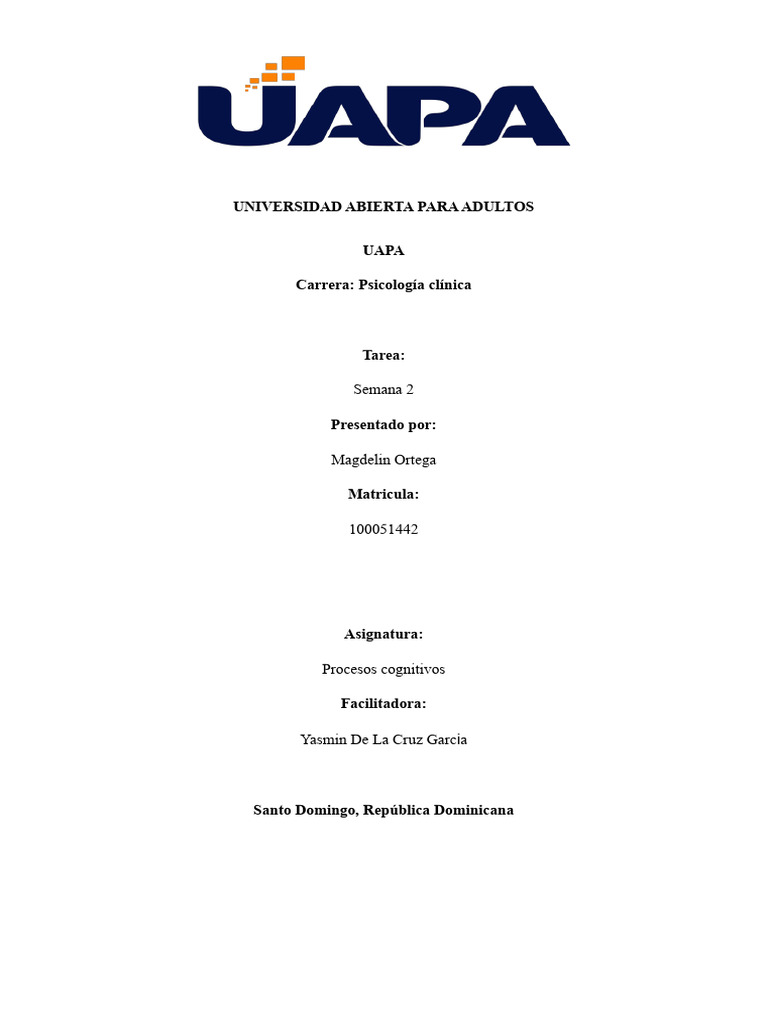 Tarea 2 Procesos Cognitivos | PDF Tarea 2 Procesos Cognitivos | PDF