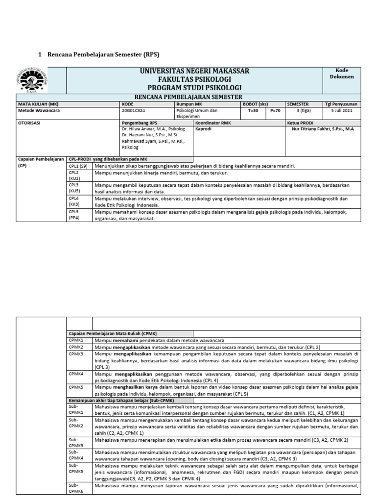RPS Metode Wawancara2324 | PDF