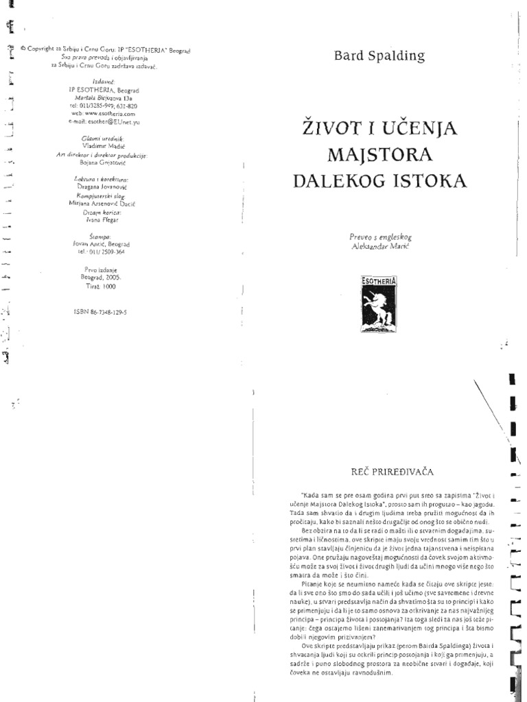 Bard Spalding Zivot I Ucenja Majstora Dalekog Istoka | PDF