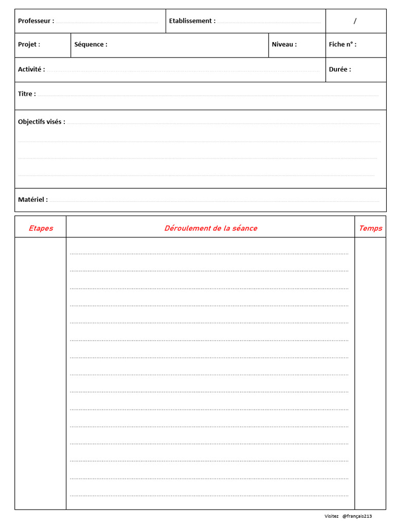 fiche vierge modele n2 Téléchargé sur @français213 | PDF
