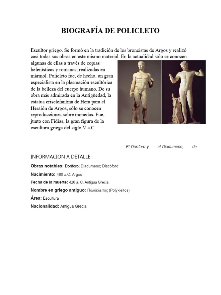 Biografía de Policleto | PDF