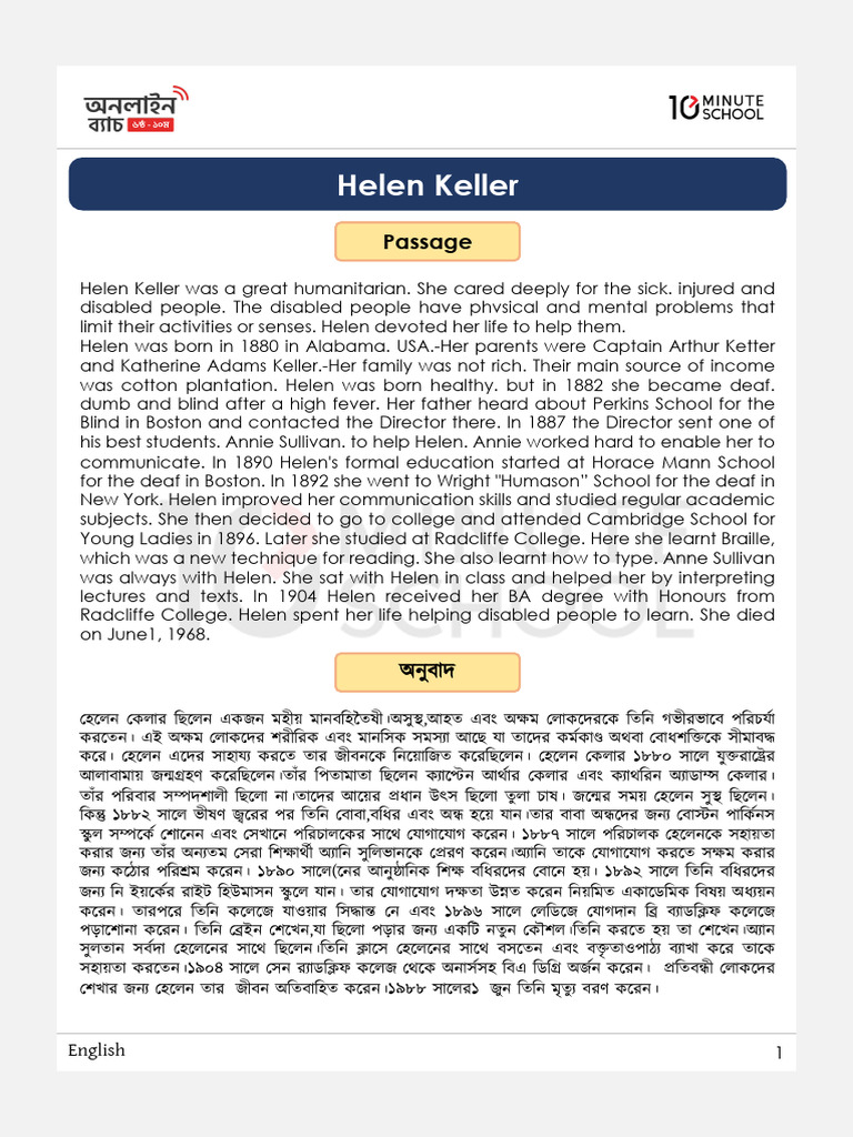 Helen Keller: A Humanitarian Legacy | PDF | Language Arts & Discipline