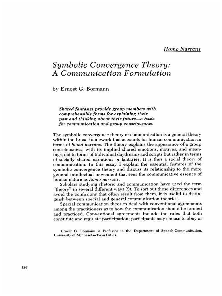 Symbolic Convergence Theory: Communication Formulation: by Ernest G ...