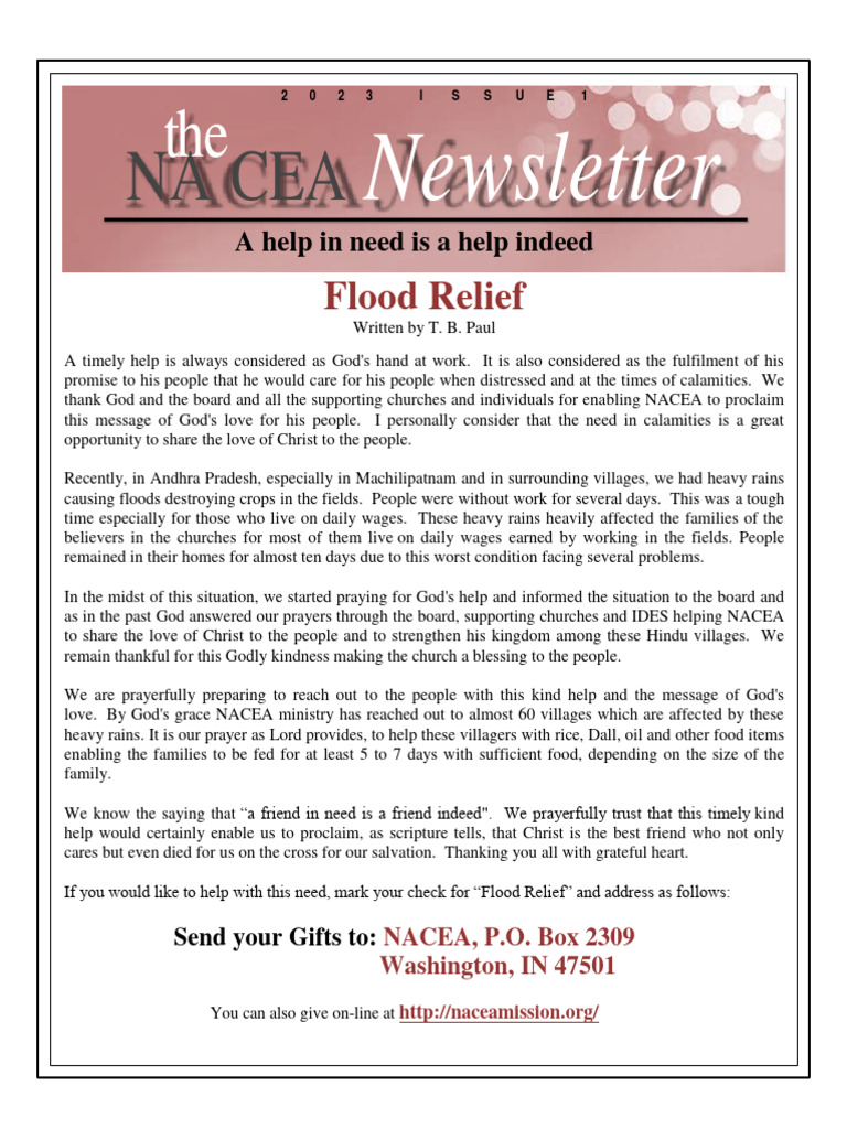 NACEA Flood Relief & Mission Update | PDF | Self-Improvement