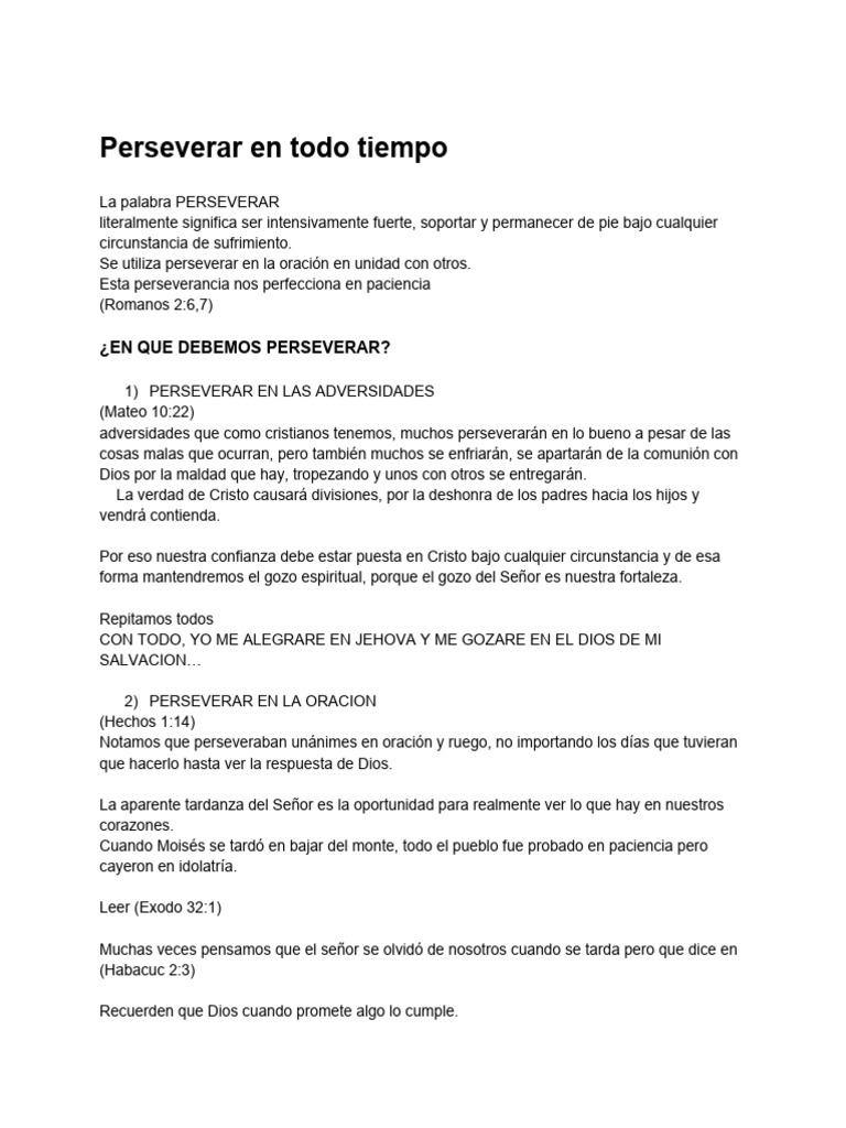 Perseverar en Todo Tiempo | PDF | Cristo (título) | Fe