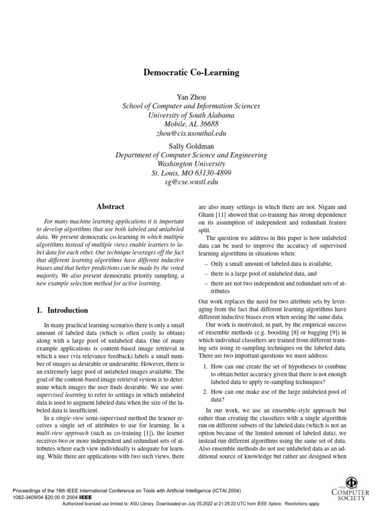 Democratic Co Learning | PDF | Machine Learning | Statistical ...