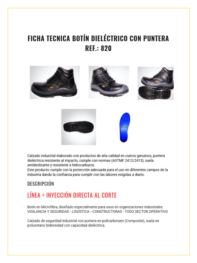 FICHA TECNICA BOTÍN DIELÉCTRICO CON PUNTERA REF | PDF