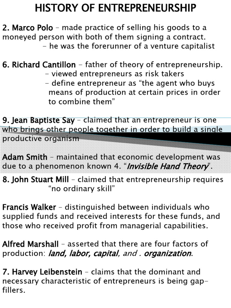 History of Entrepreneurship | PDF